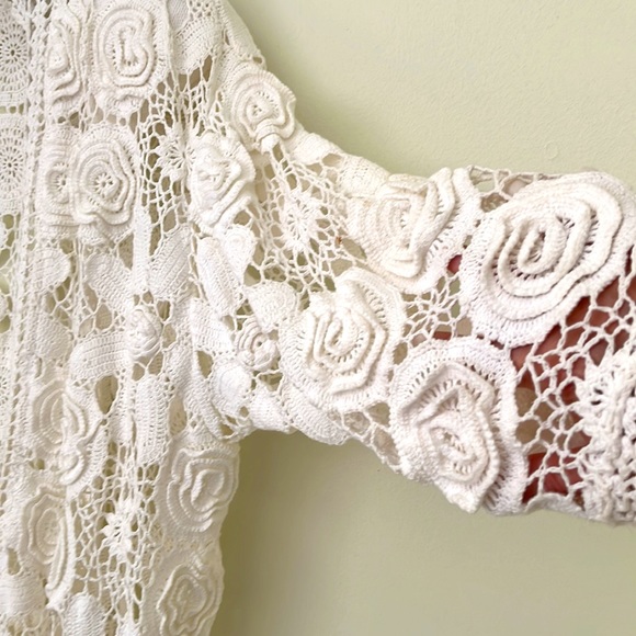 Lim’s | Sweaters | Lims Vintage Hand Crochet Open Front Cardigan Duster ...